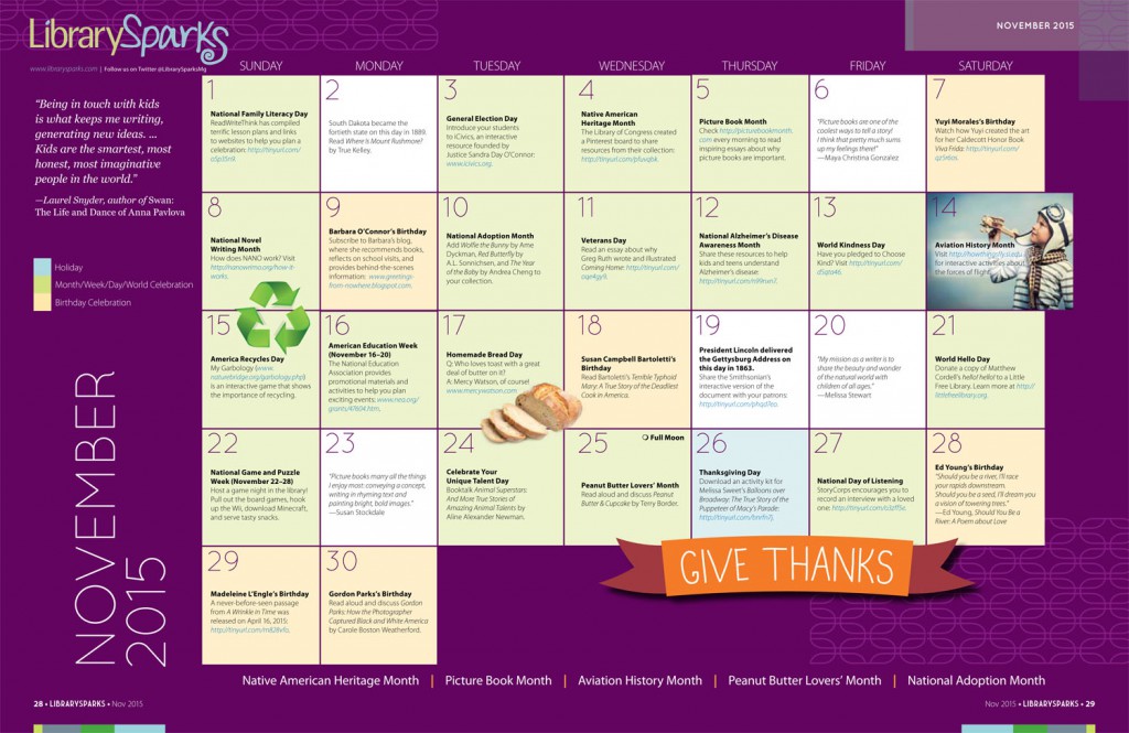 November Activities for Schools & Libraries