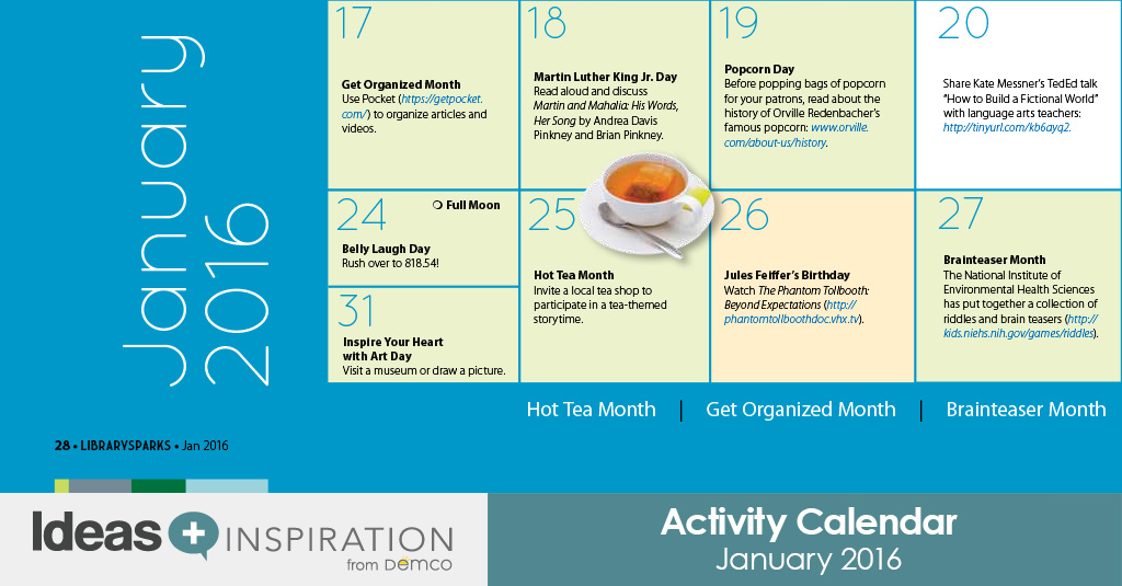 January Activities for Schools & Libraries