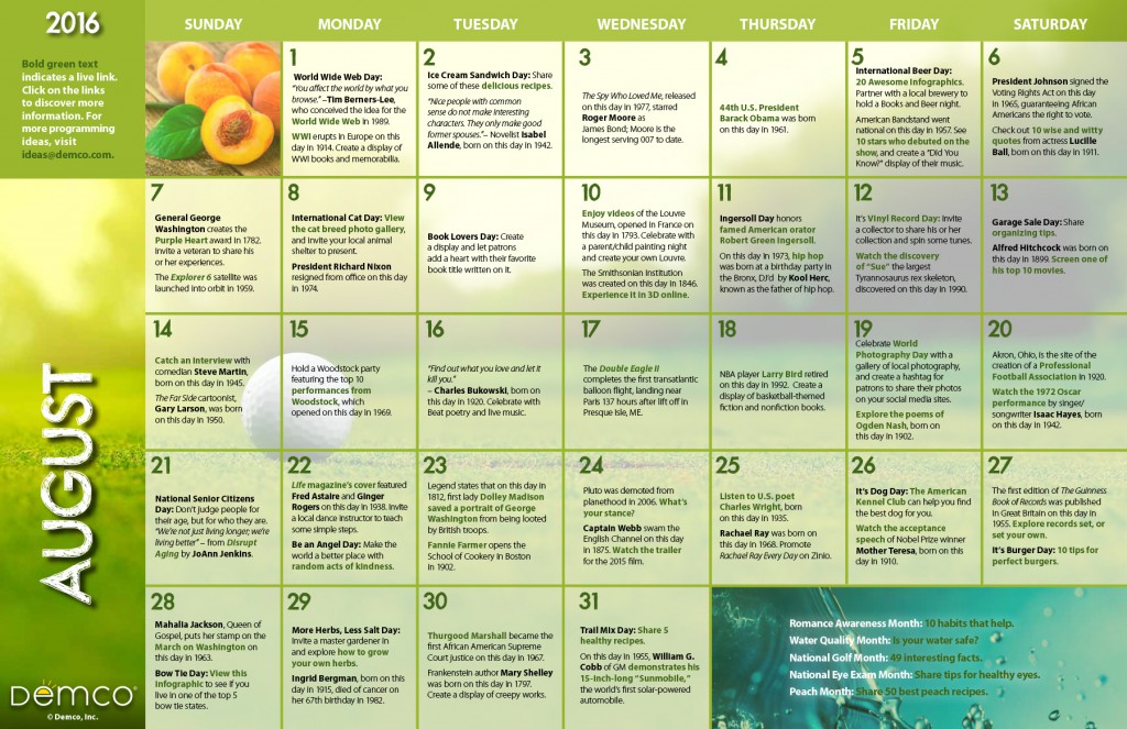 Adult Library Programs — July/August Calendars