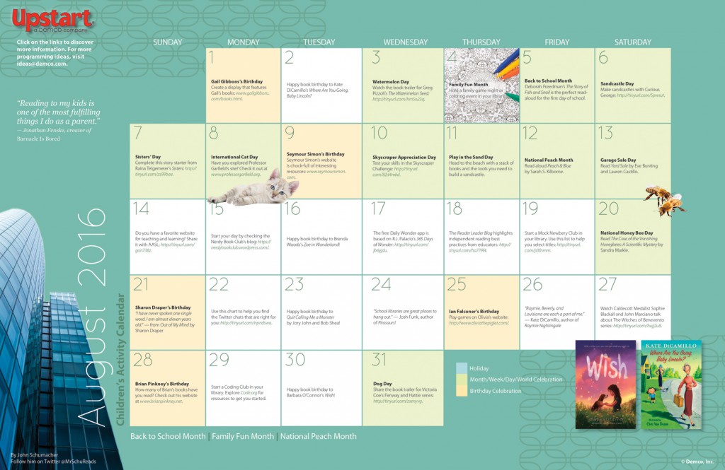 August Activities for Schools & Libraries