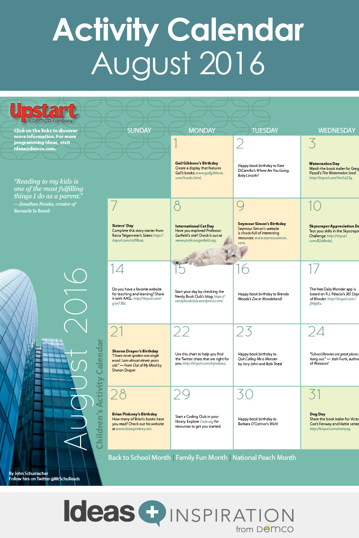 August Activities for Schools & Libraries