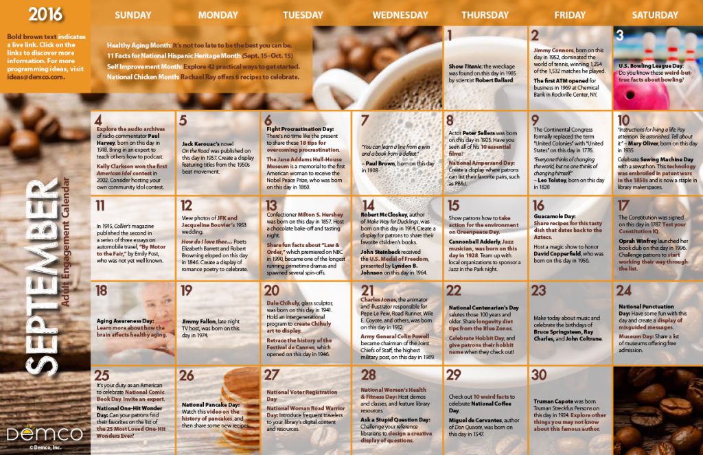 Adult Library Programs: September & October 2016