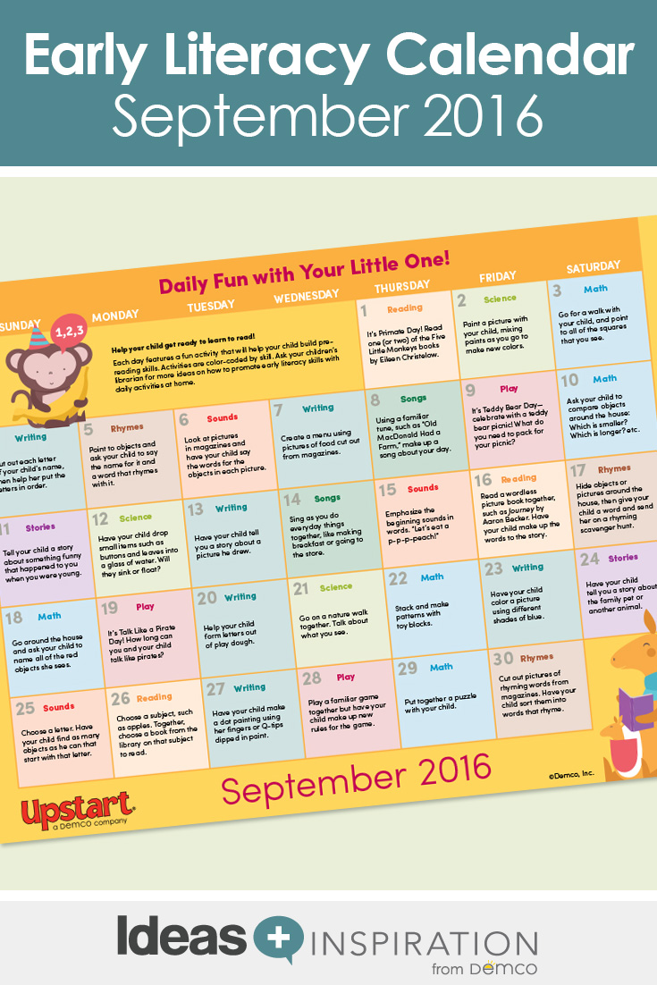 Early Literacy Activity Calendar: September 2016