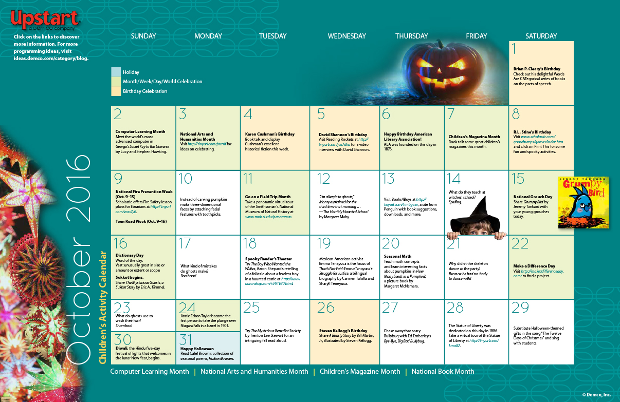 Children’s Activity Calendar: October 2016