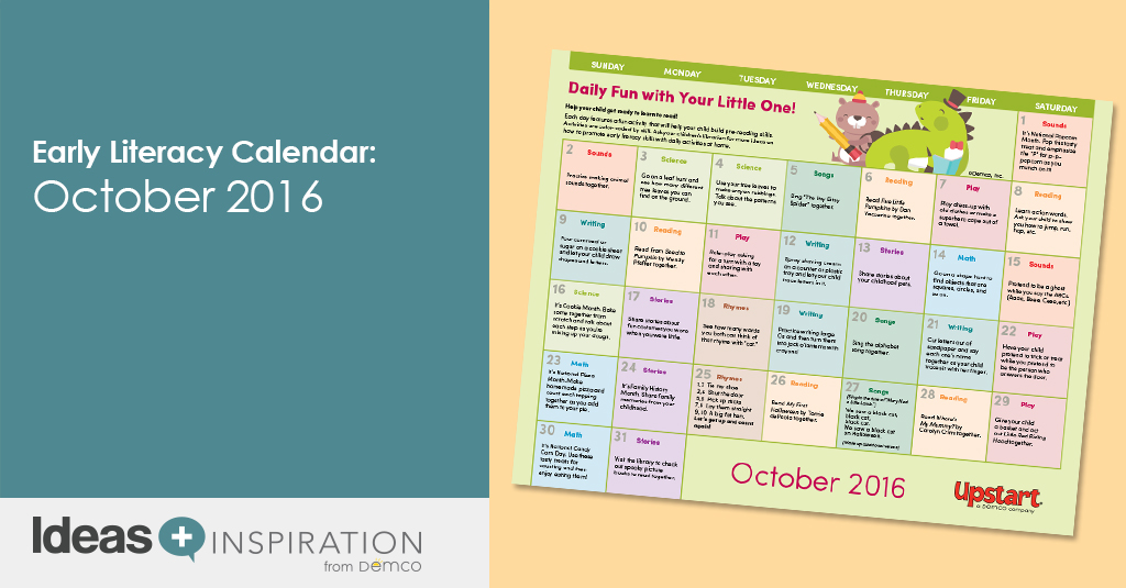 Early Literacy Activity Calendar: October 2016