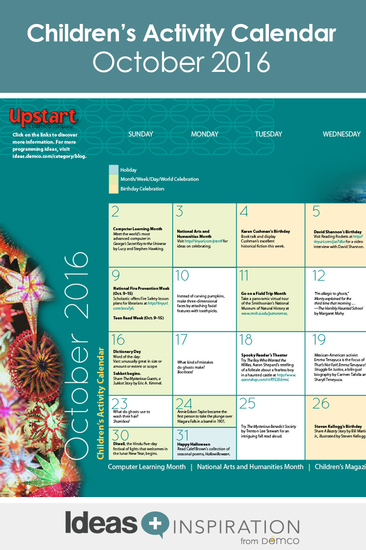Children’s Activity Calendar: October 2016