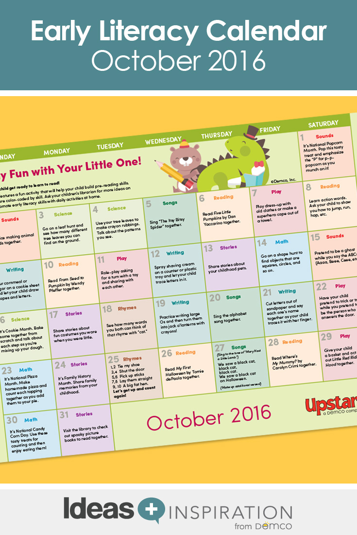 Early Literacy Activity Calendar: October 2016