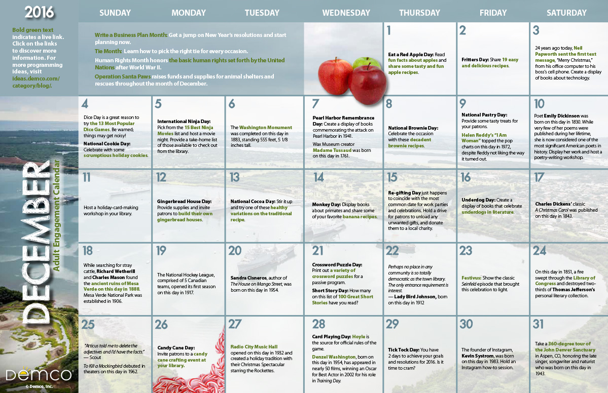 Adult Library Programs: November/December 2016