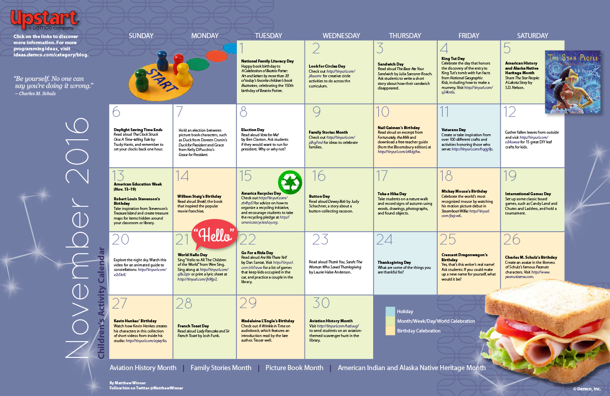 Children's Activity Calendar: November 2016