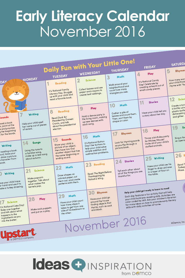 Early Literacy Activity Calendar: November 2016