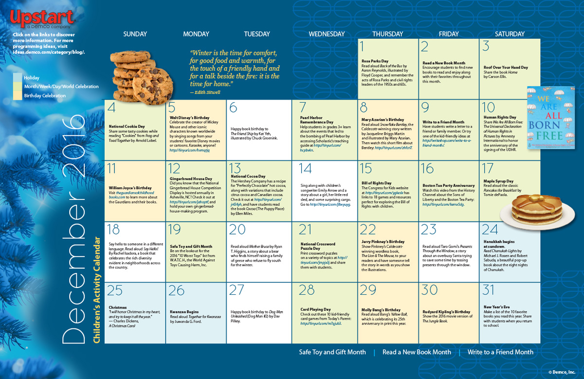 Children’s Activity Calendar: December 2016