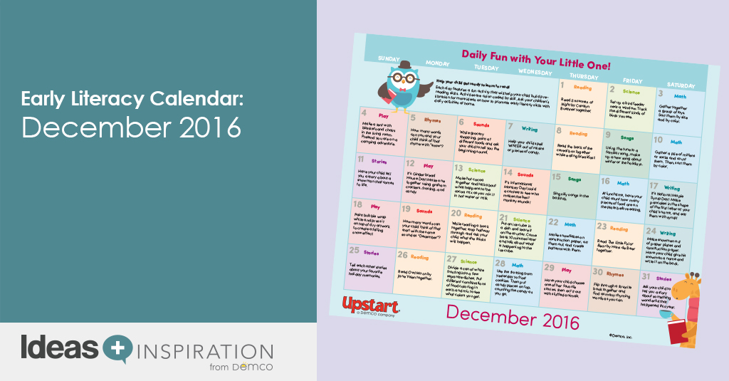 Early Literacy Activity Calendar: December 2016