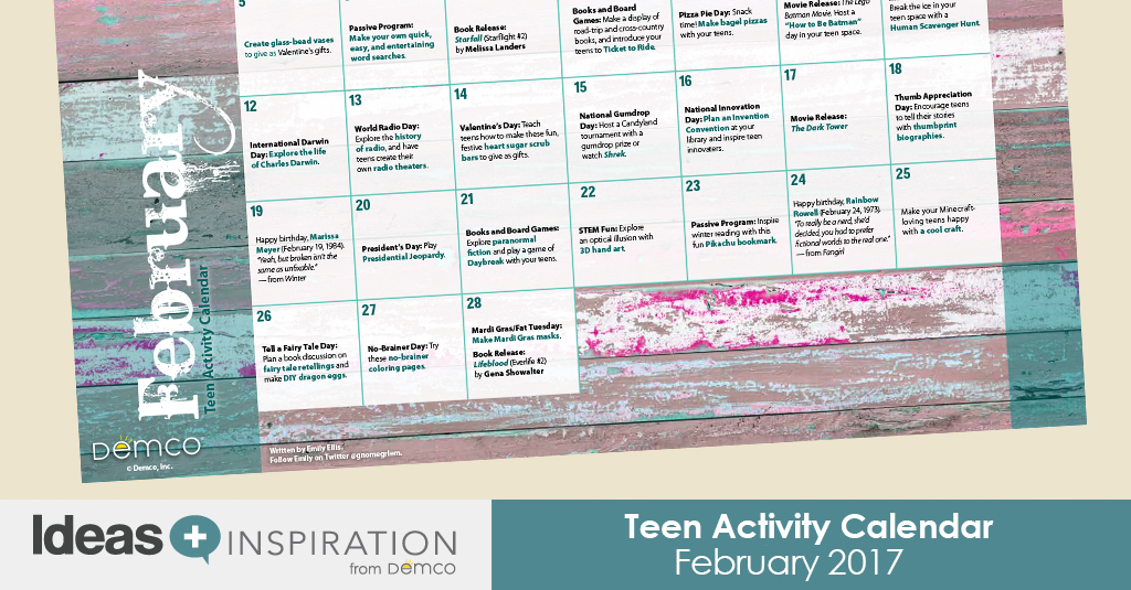 Teen Activity Calendar: February 2017