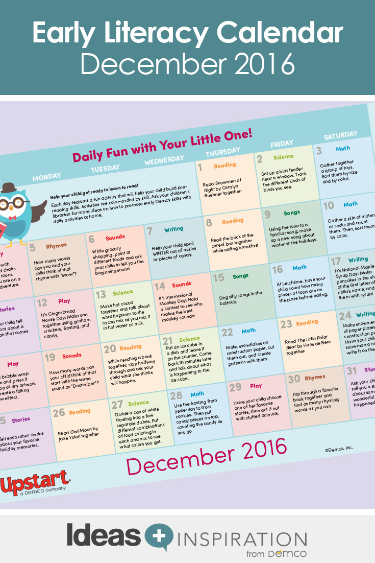 Early Literacy Activity Calendar: December 2016