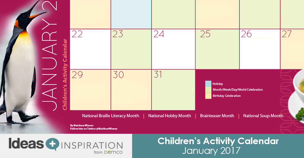 Children’s Activity Calendar: January 2017
