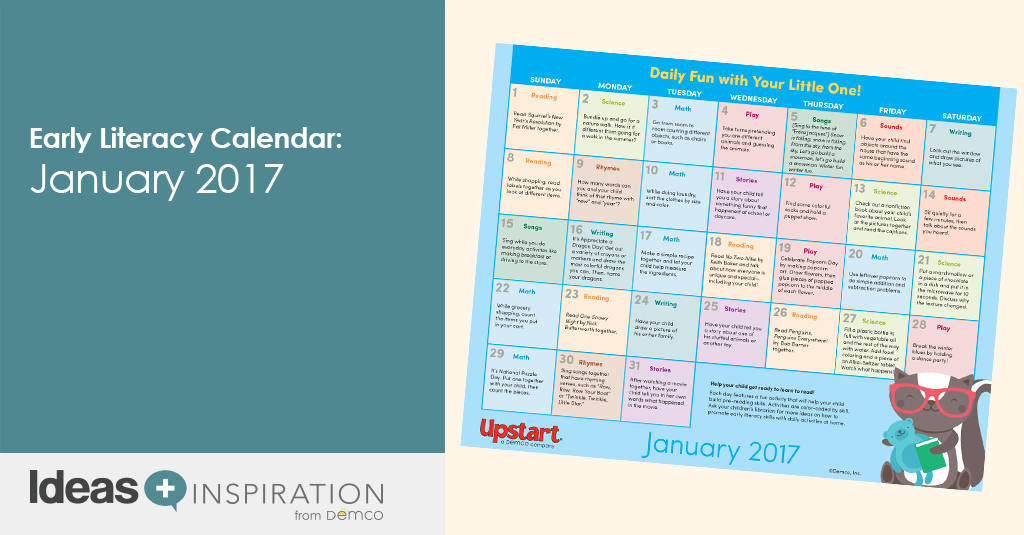 Early Literacy Activity Calendar: January 2017