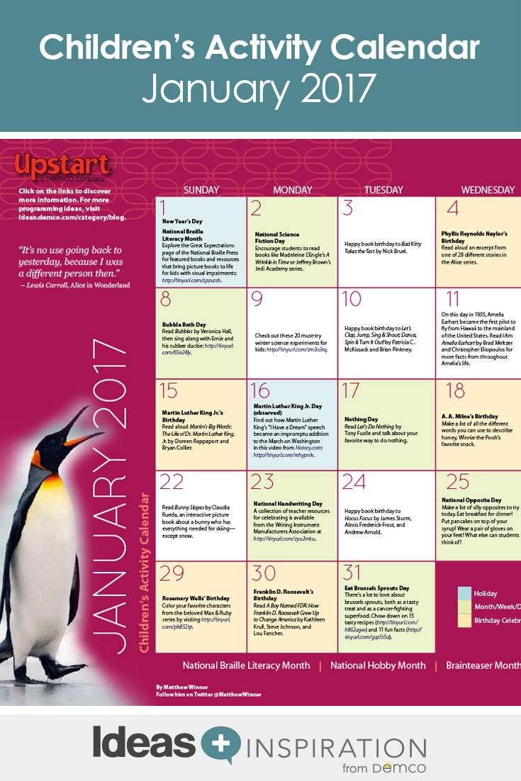 Children’s Activity Calendar: January 2017