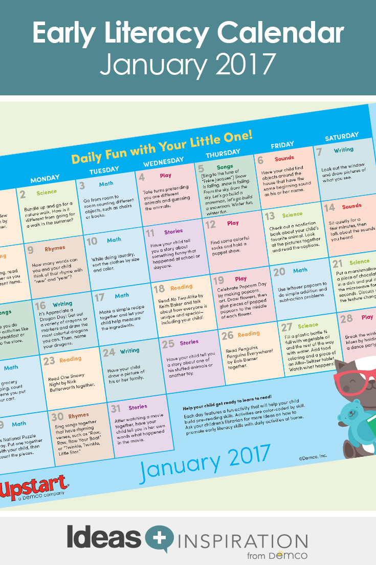 Early Literacy Activity Calendar: January 2017