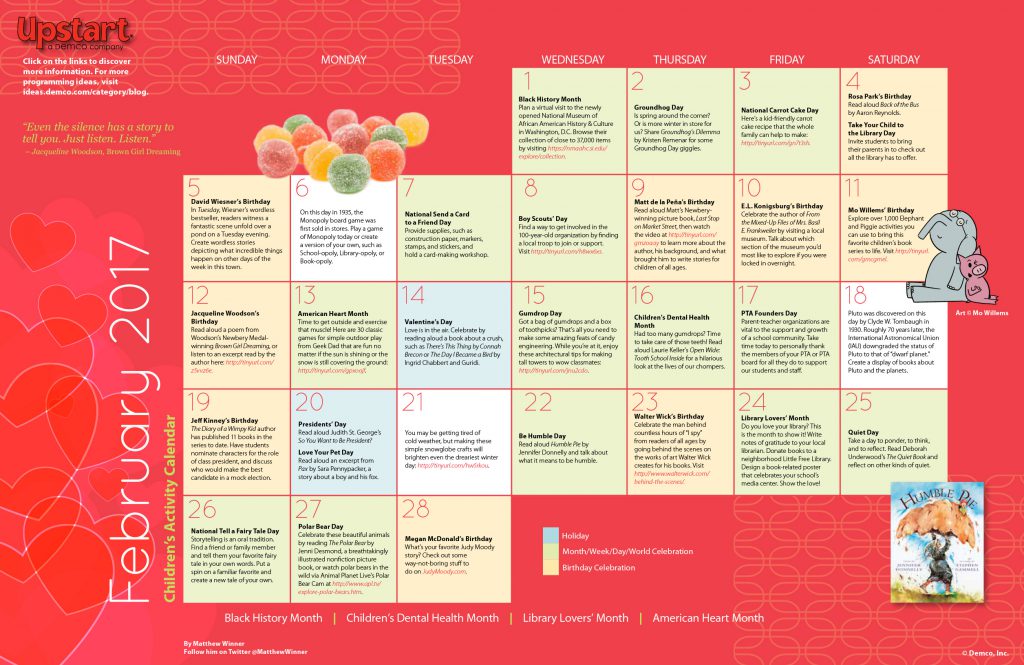 Children’s Activity Calendar: February 2017