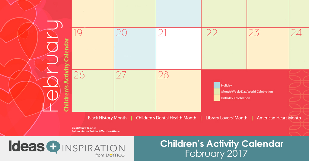 Children’s Activity Calendar: February 2017