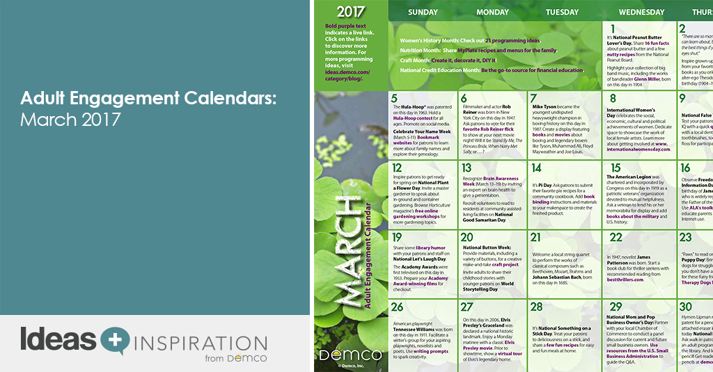 Adult Library Programs: March 2017