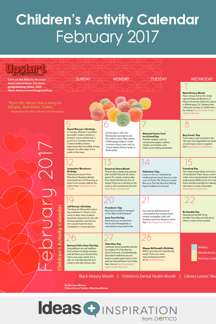 Children’s Activity Calendar: February 2017