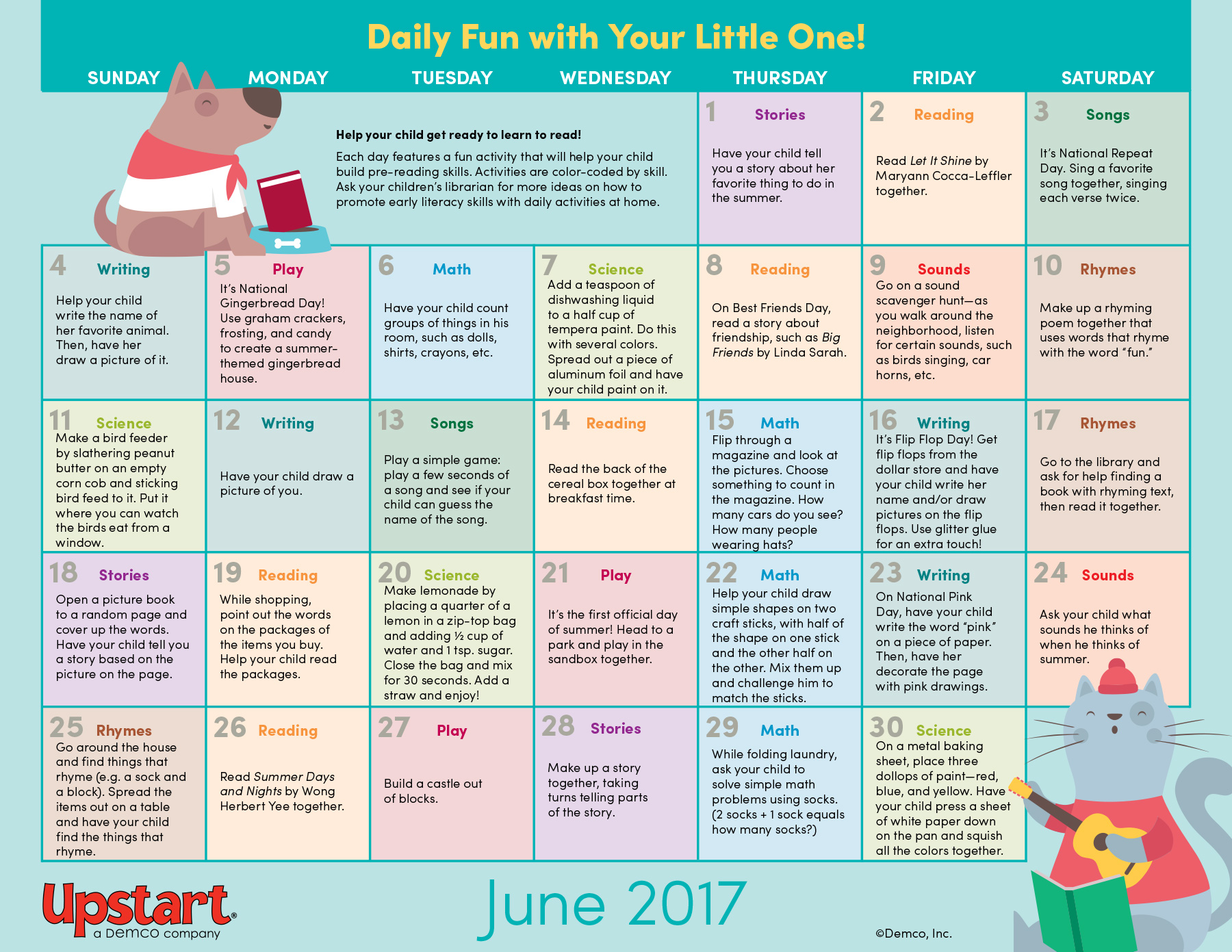 Early Literacy Activity Calendar: June 2017