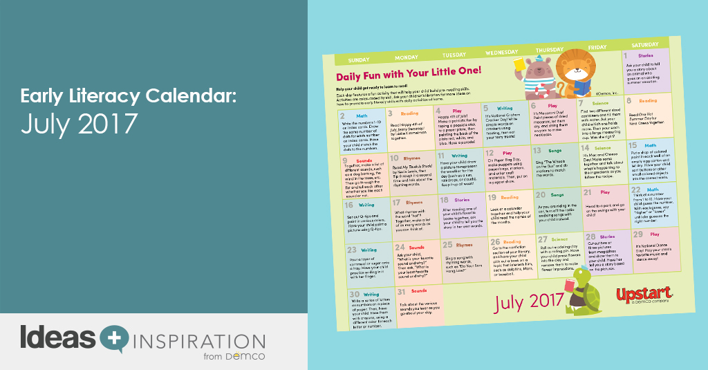 Early Literacy Activity Calendar: July 2017