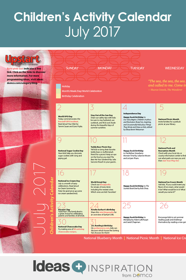 Children’s Activity Calendar: July 2017