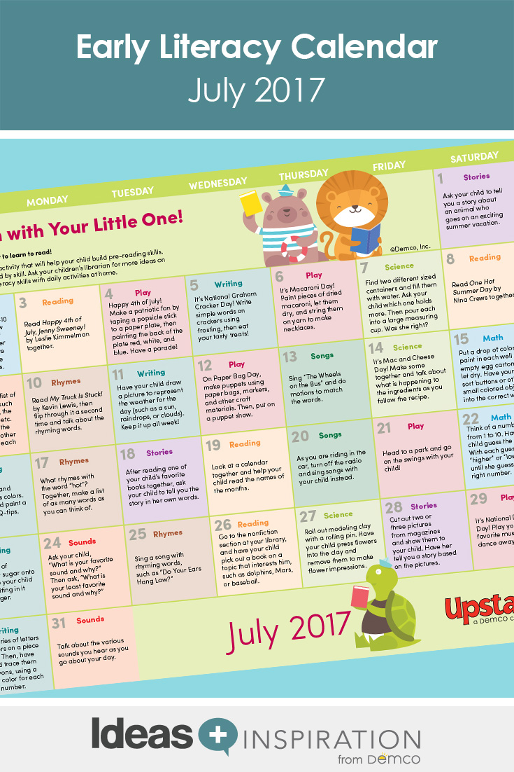 Early Literacy Activity Calendar: July 2017