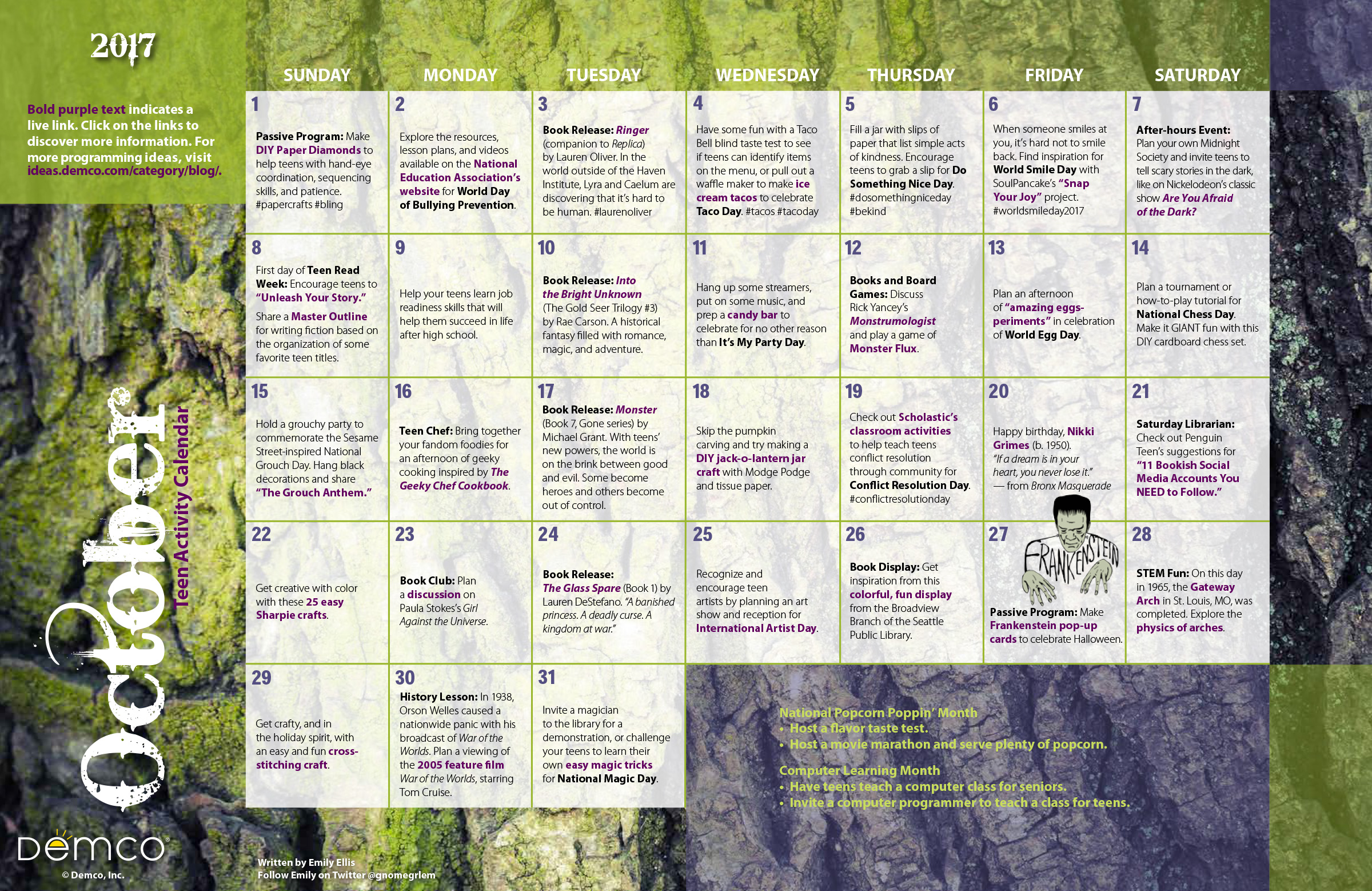 Oct 2017 Calendar Printable The Cutting Cafe': 2017 CALENDAR PRINTABLE