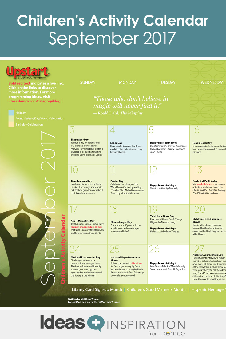 Children’s Activity Calendar: September 2017