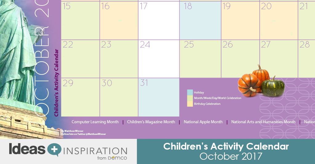 Children’s Activity Calendar: October 2017