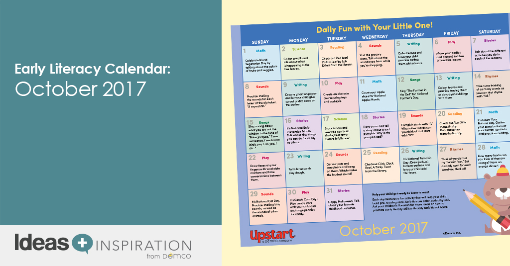Early Literacy Activity Calendar: October 2017