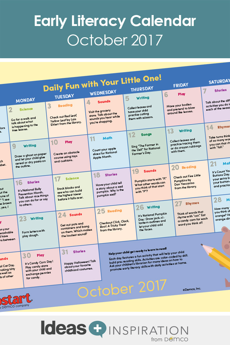 Early Literacy Activity Calendar: October 2017