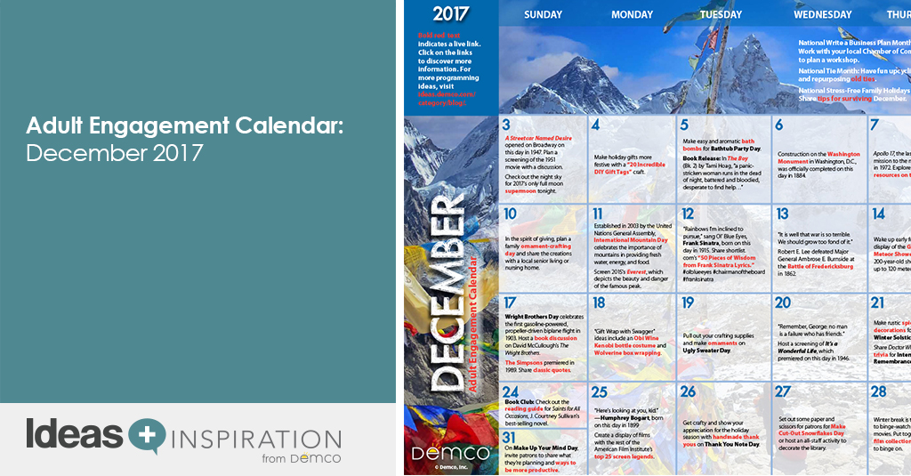 Adult Engagement Calendar: December 2017