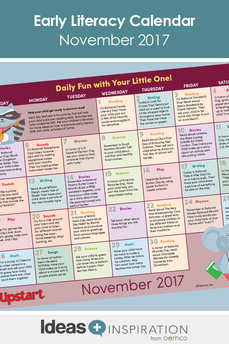 Early Literacy Activity Calendar: November 2017