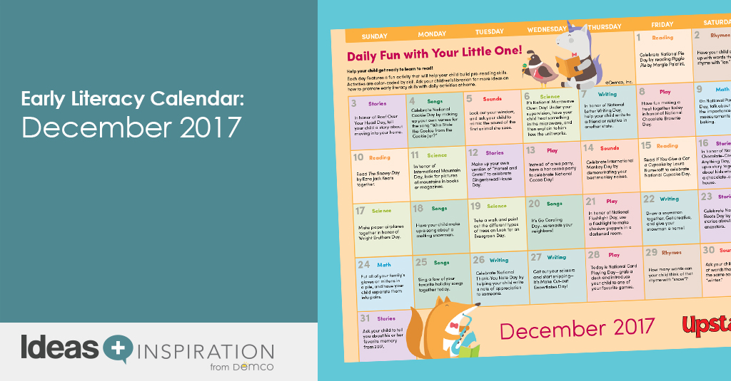 Early Literacy Activity Calendar: December 2017