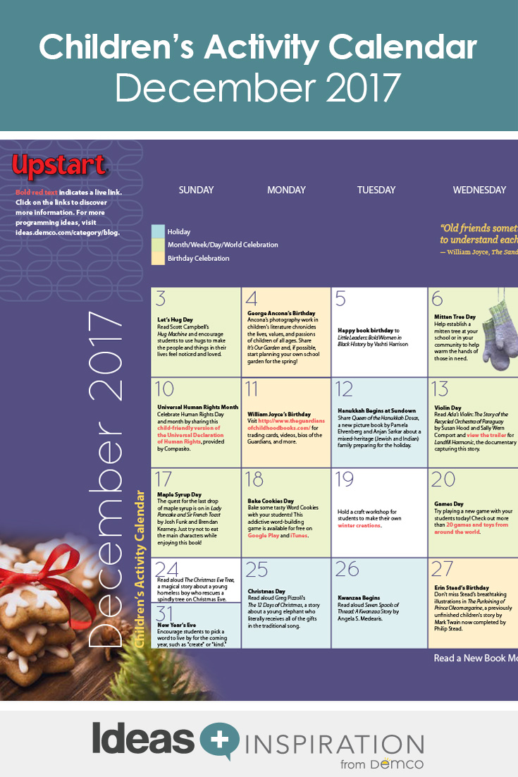 Children’s Activity Calendar: December 2017