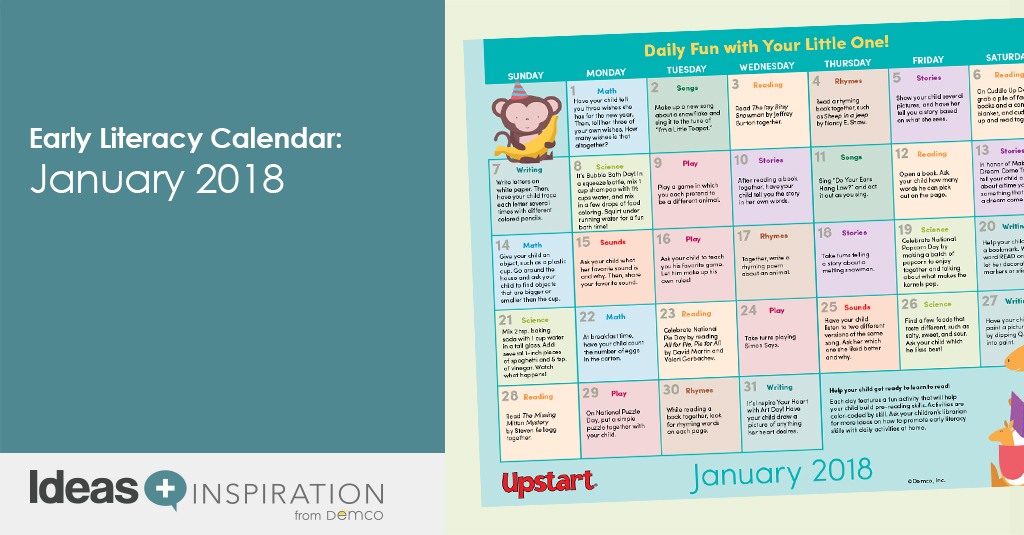 Early Literacy Activity Calendar: January 2018