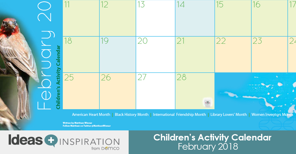 Children’s Activity Calendar: February 2018