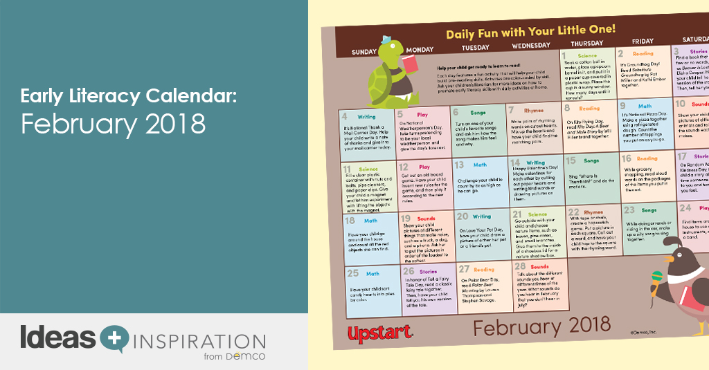 Early Literacy Activity Calendar: February 2018