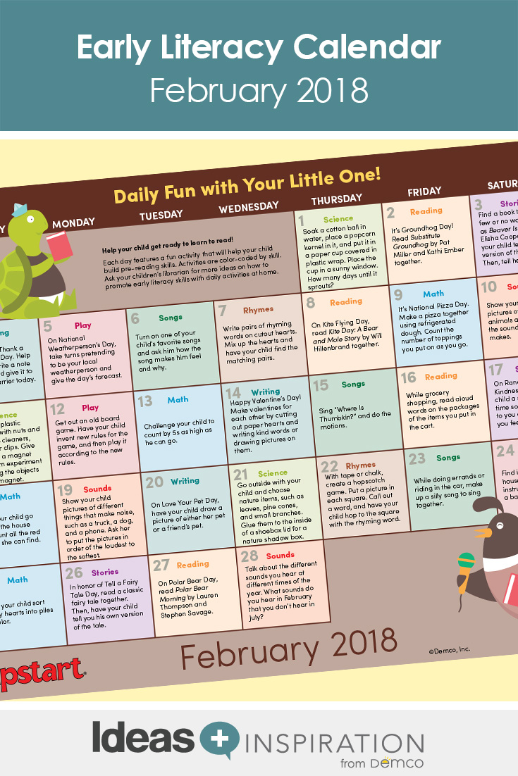 Early Literacy Activity Calendar: February 2018