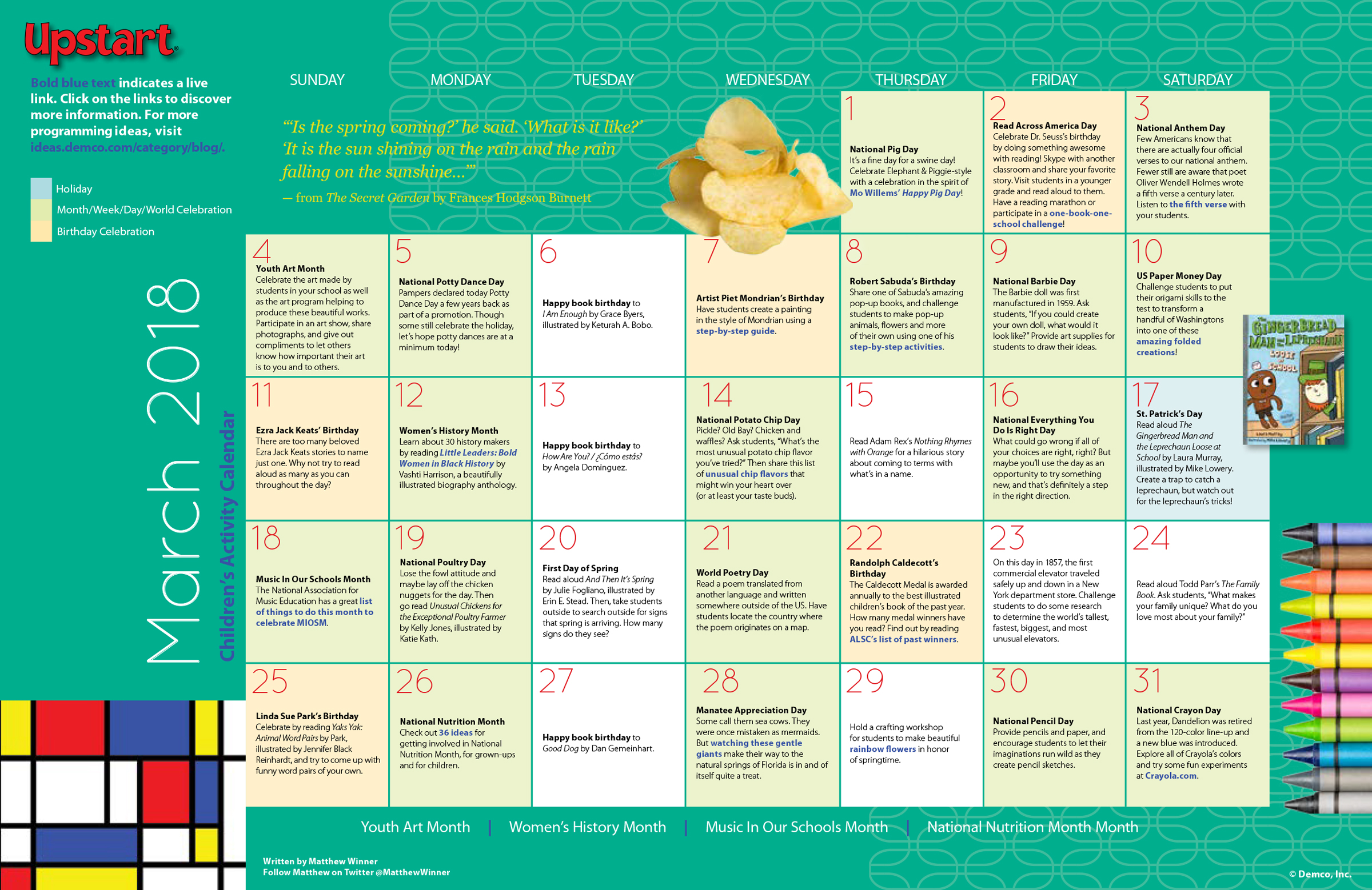 Children’s Activity Calendar: March 2018