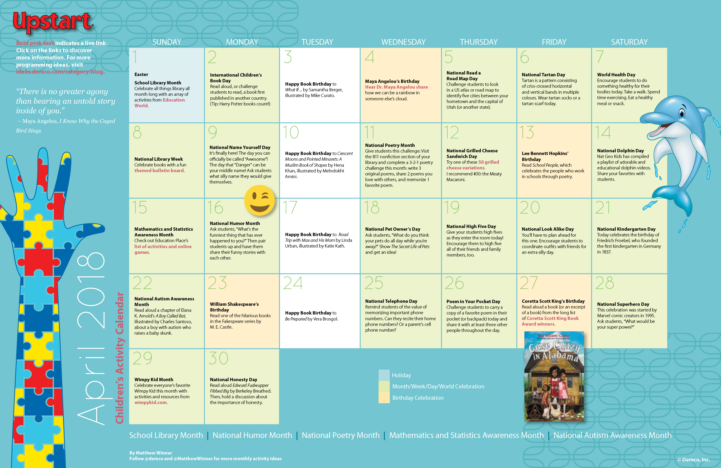 Children's Activity Calendar: April 2018