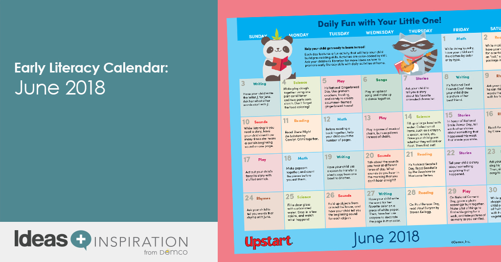 Early Literacy Activities Calendar. Boost Pre-reading Skills in June 2018