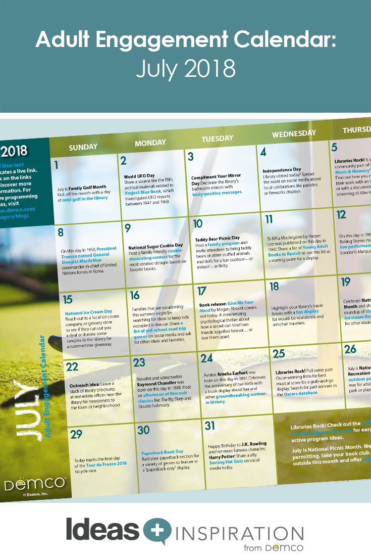 Library Activities Calendar for Adults: July 2018