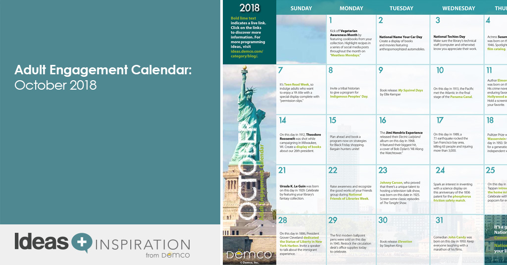 Adult Activity Calendar: October 2018