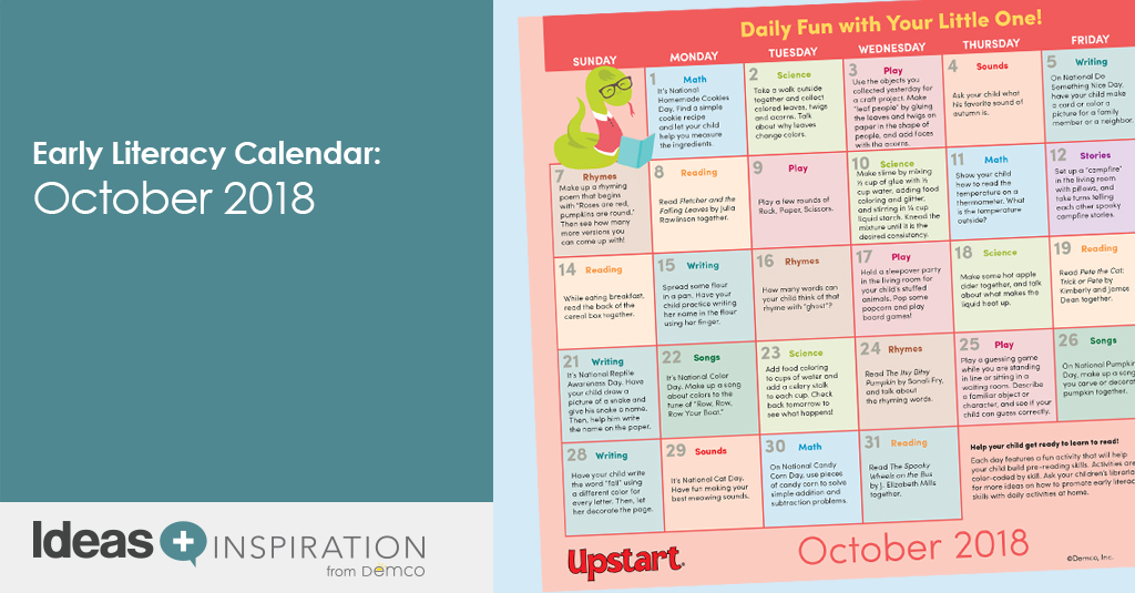 Early Literacy Activities Calendar — October 2018