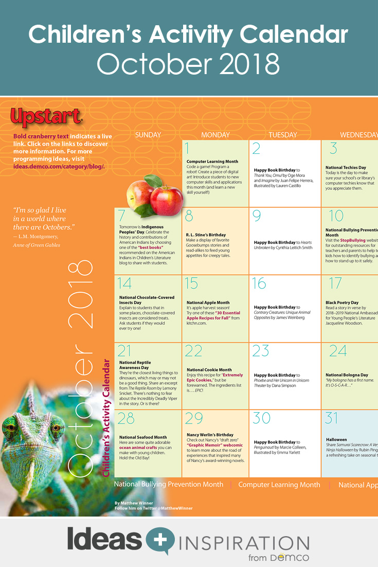 Children's Activity Calendar: October 2018 — Scare Up Some Library Fun